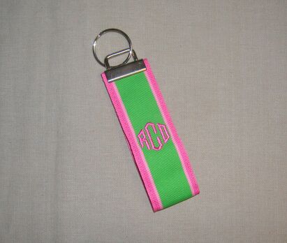 Monogramed Ribbon Keychain